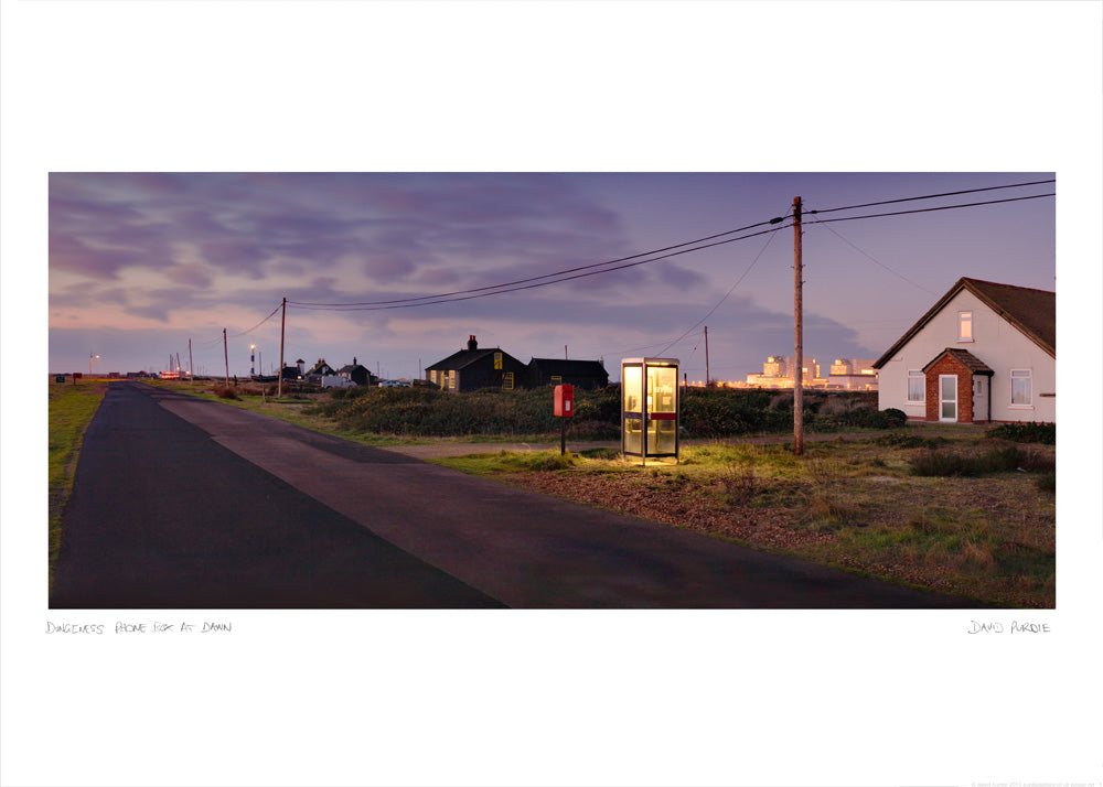 dungeness phone box at dawn poster – purdie gallery
